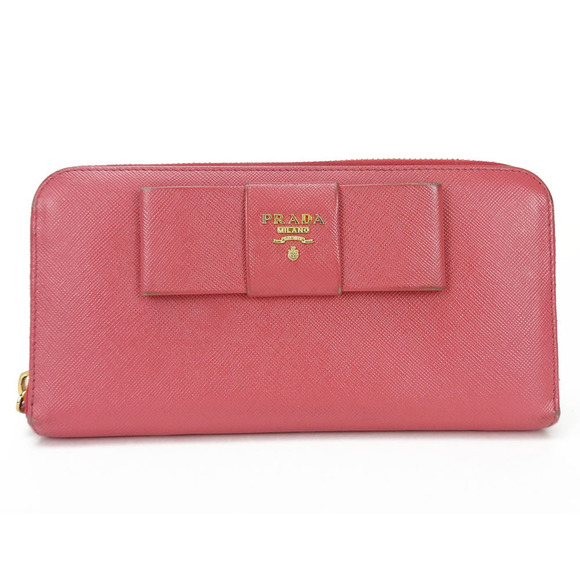 Prada | Bags | Prada Zip Around Long Wallet Pink Peonia Ribbon Peonia ...